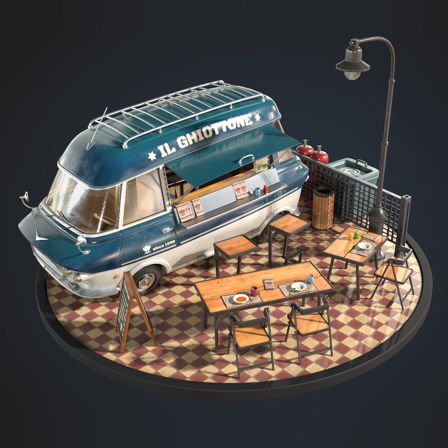 ArtStation - Food truck diorama