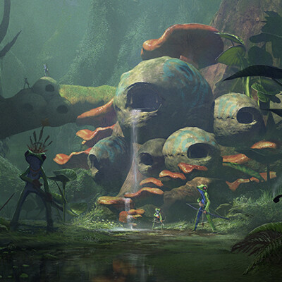 ArtStation - Frog tribe nest of Numinu - Exterior Shot