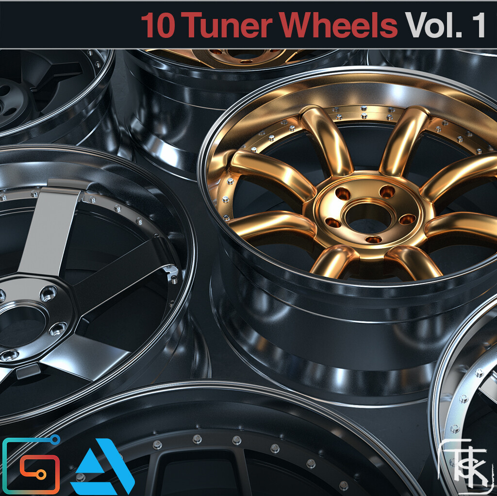 ArtStation - Wheel Models - 10 Tuner Wheels Vol 01