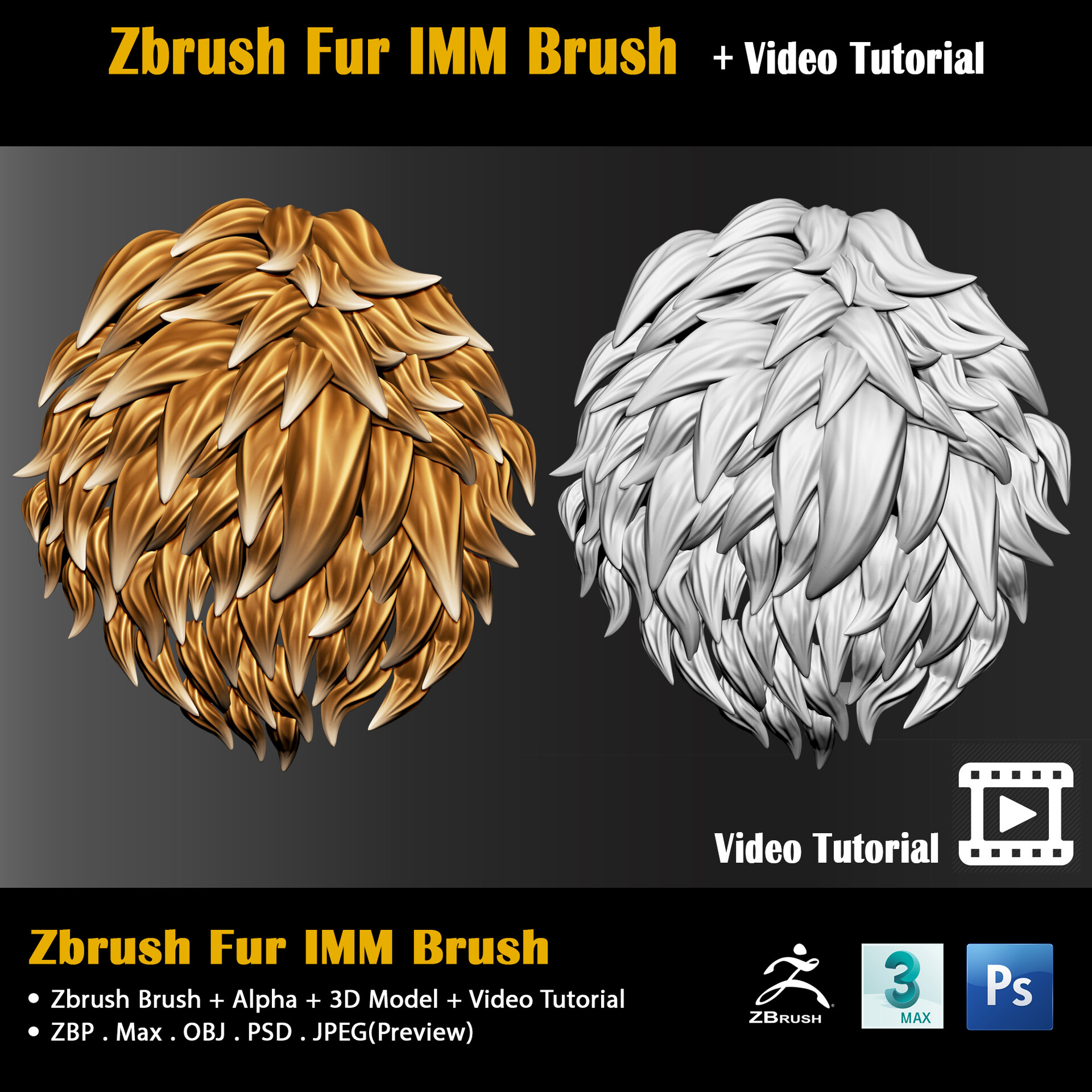 ArtStation - Zbrush Fur IMM Brush + Video Tutorial