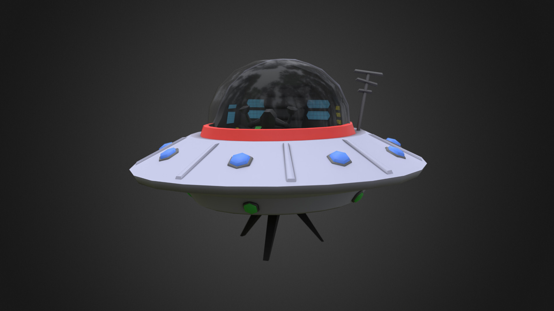 ArtStation - Cartoon UFO Low-poly 3D model