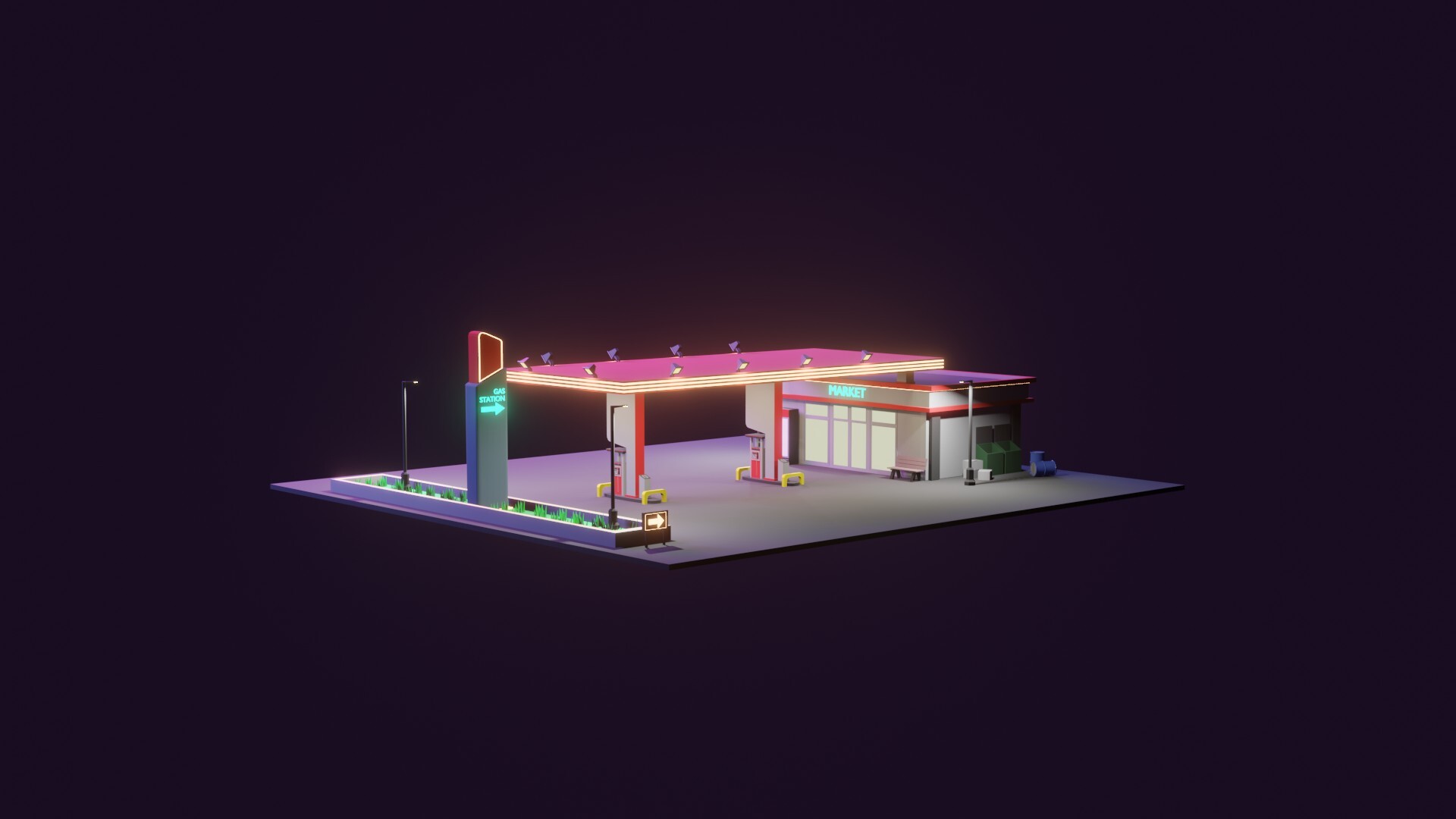 ArtStation - Low Poly Gas Station | 3D Model
