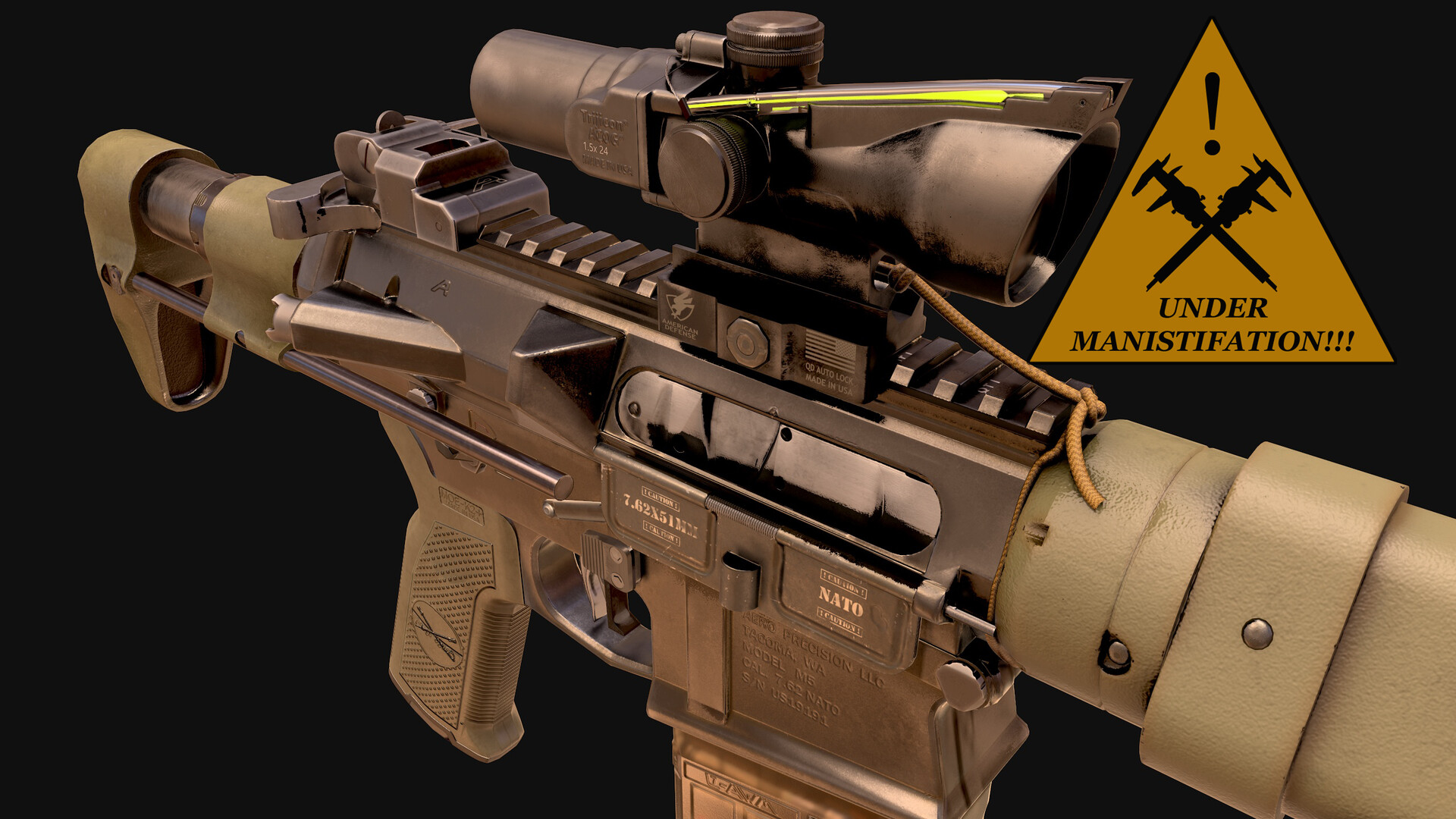 ArtStation - An AR-10 short barreled rifle WIP