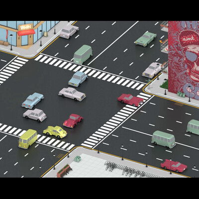 ArtStation - Short Car Crossing Gif
