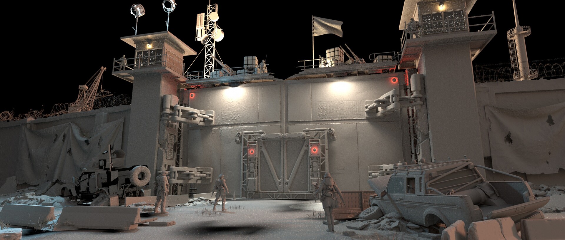 ArtStation - harbour abandoned base--- part1 big gate