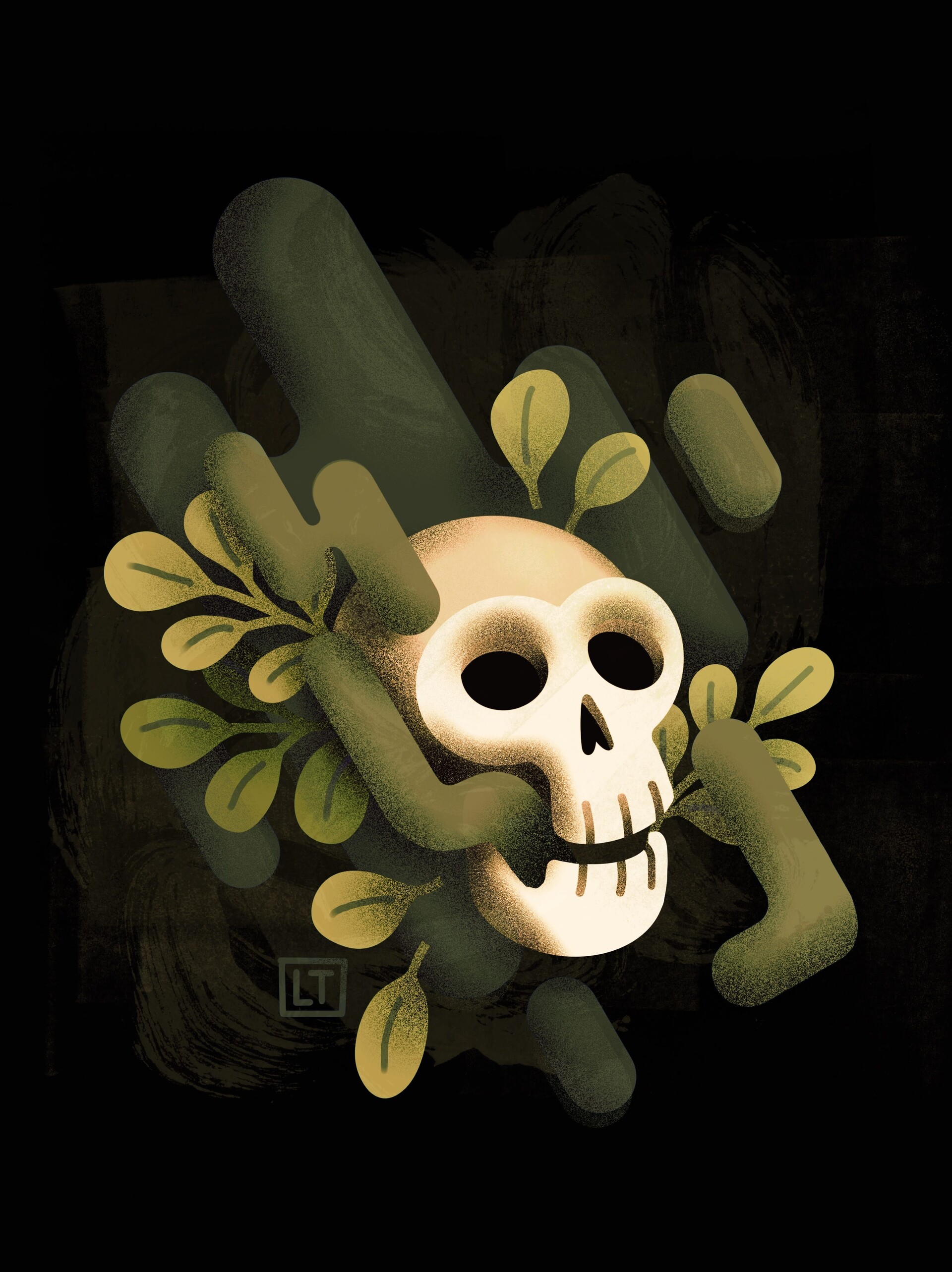 ArtStation - Skull & Leaves Design