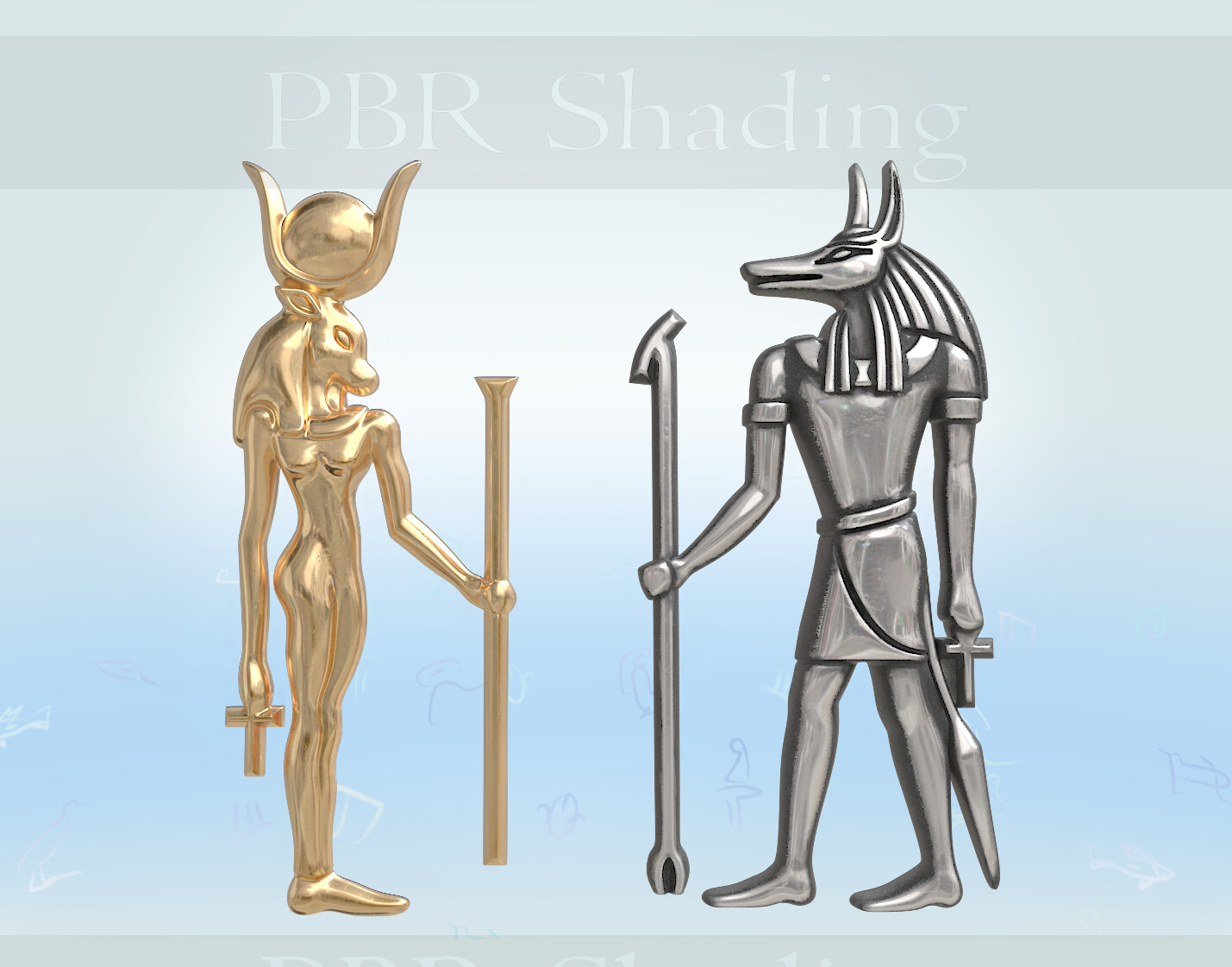ArtStation - Exploring PBR Shading - Anubis and Hathor
