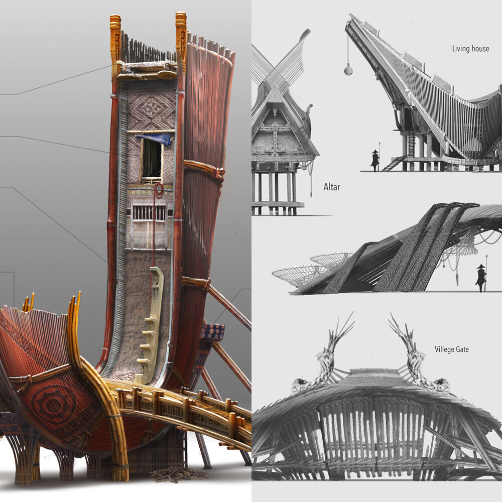 ArtStation - Ho Diec Tribe - Architecture Explorations