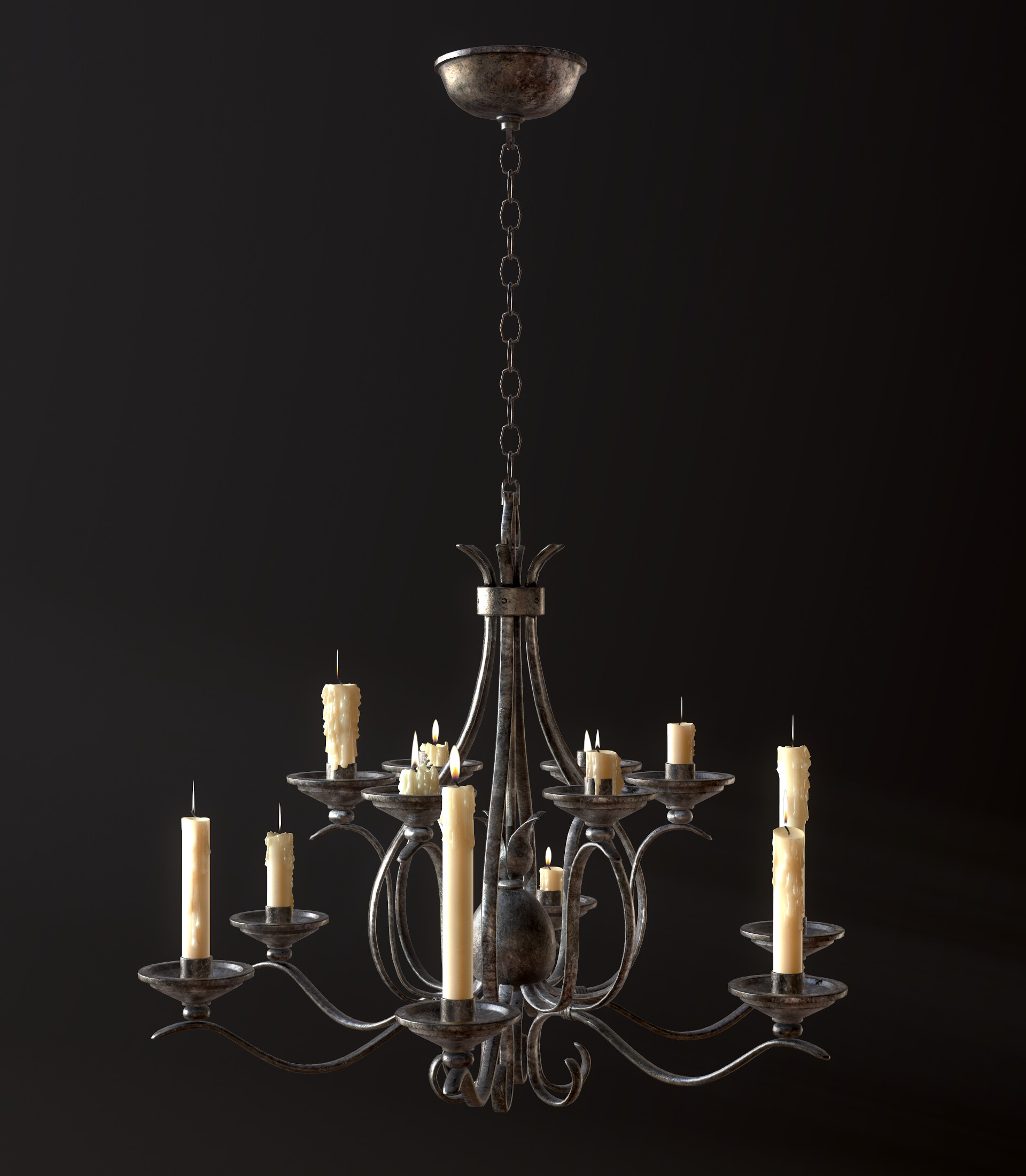 ArtStation - Old Medieval Chandelier with Candles