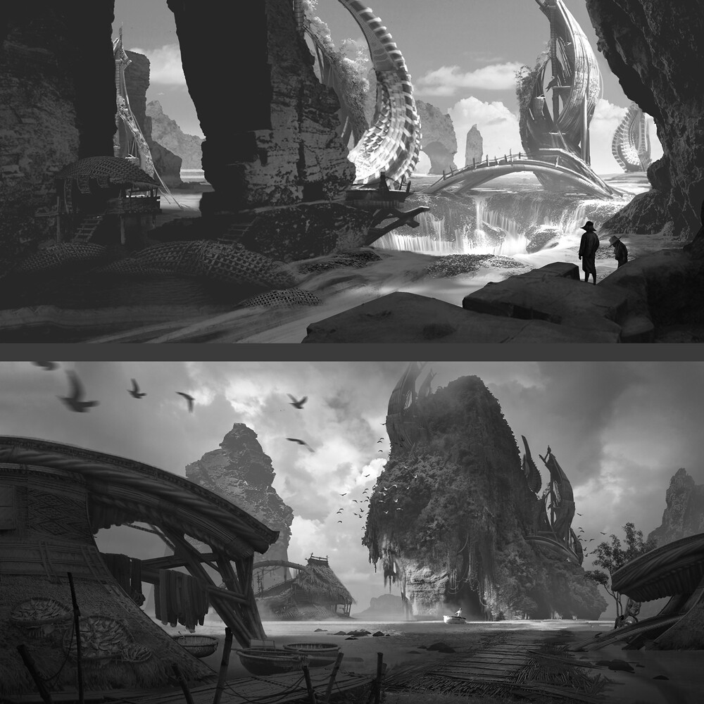 Tian Gan - Ho Diec Tribe - B/W explorations for Ho Diec area