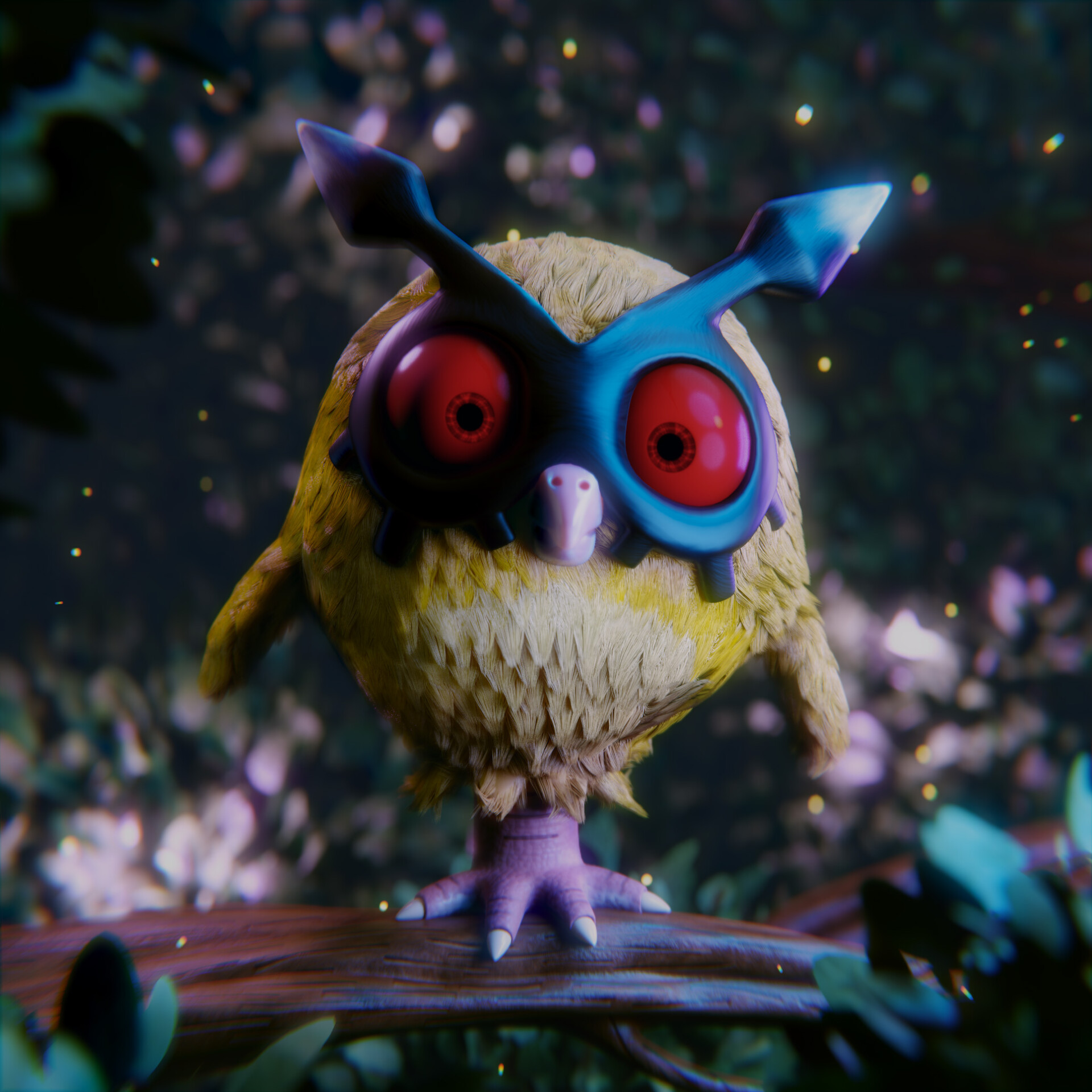 ArtStation - Shiny Hoothoot at night