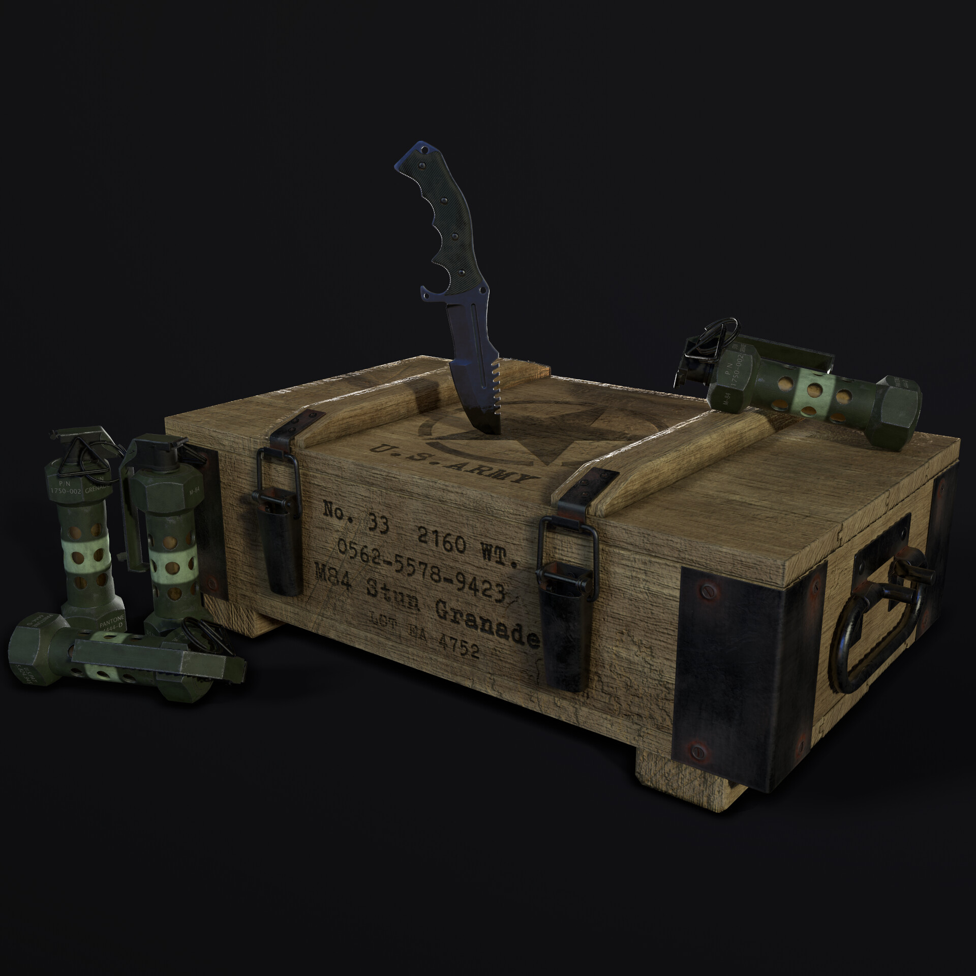 ArtStation - Grenade Box and tactical knife