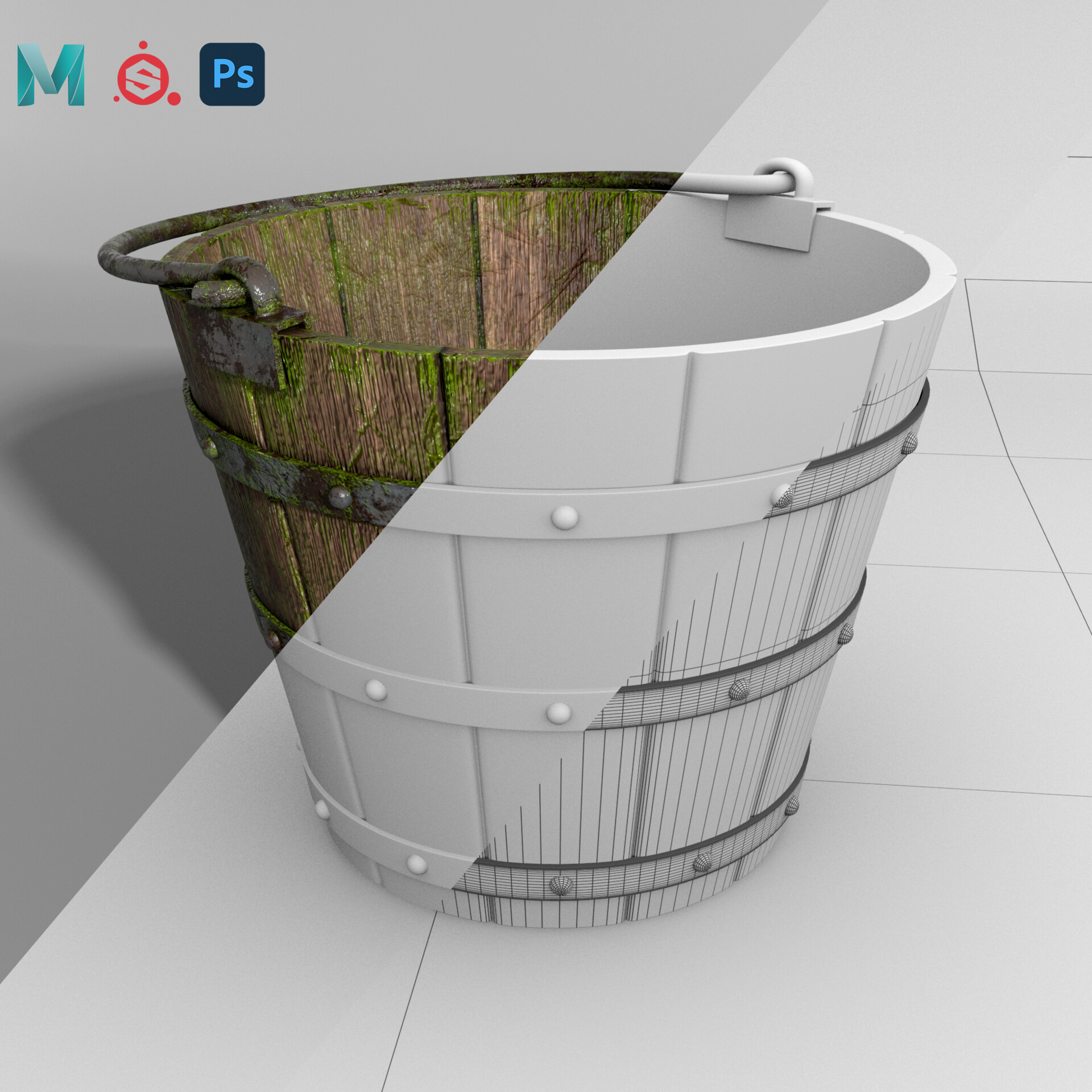 ArtStation - Old Wooden Bucket