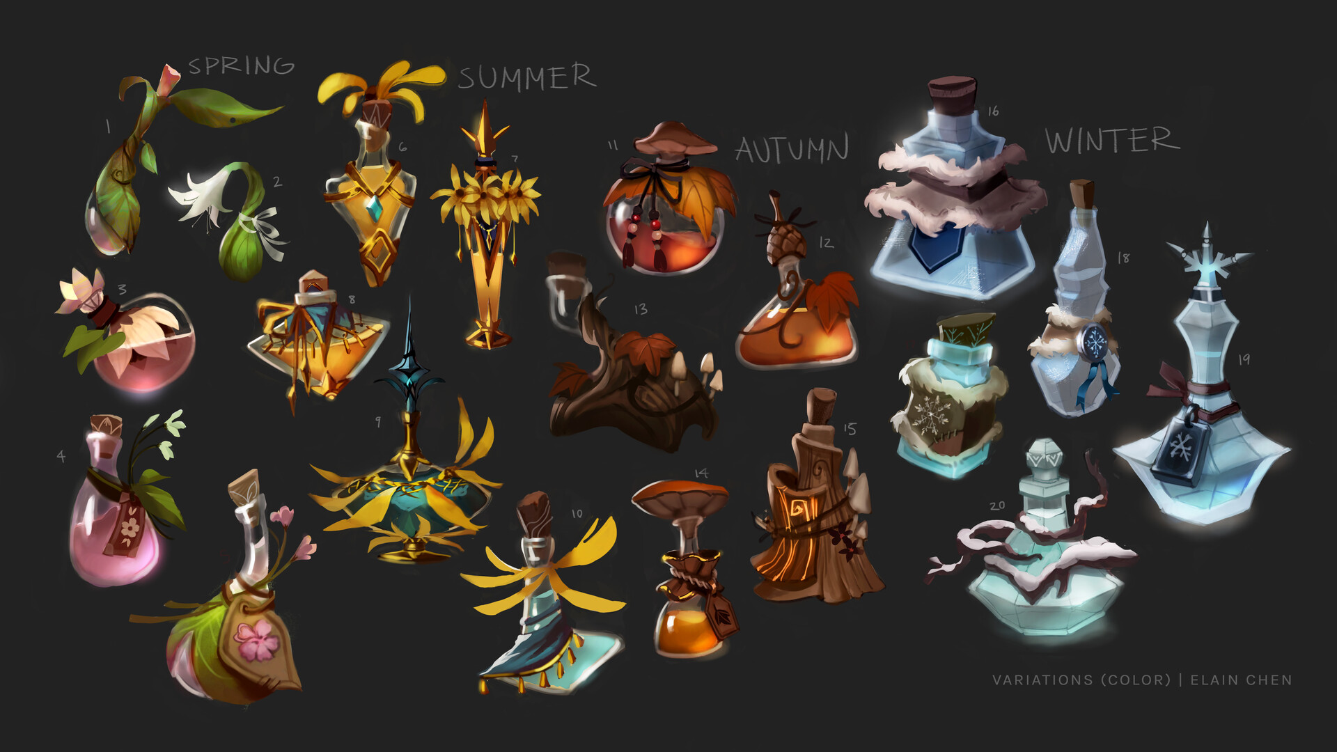 ArtStation - Seasonal Potion Practice [Sketches + Finals]