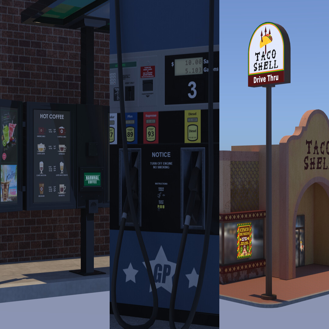 ArtStation - Driving Simulator - Background Buildings