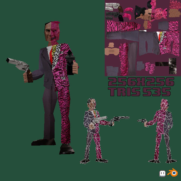 ArtStation - PS1 Style Two Face (tommy lee jones)