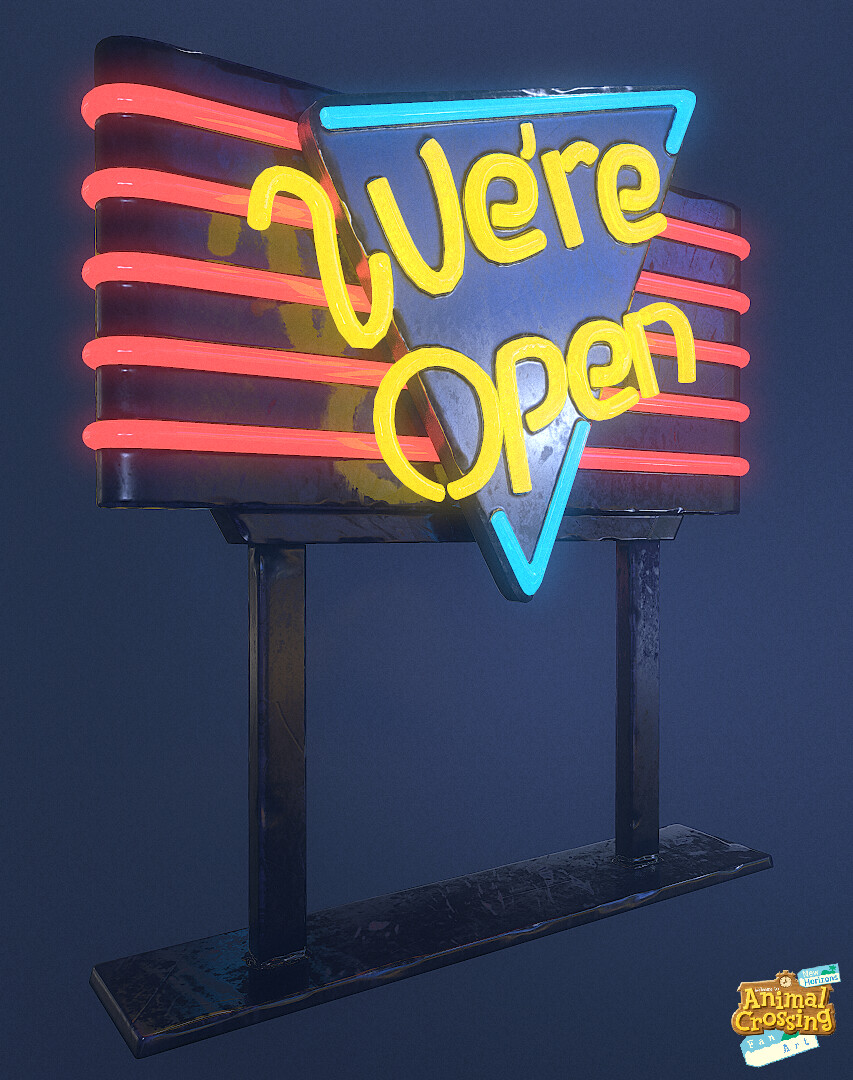 ArtStation - - Diner Neon Sign - Animal Crossing New Horizon Fan Art