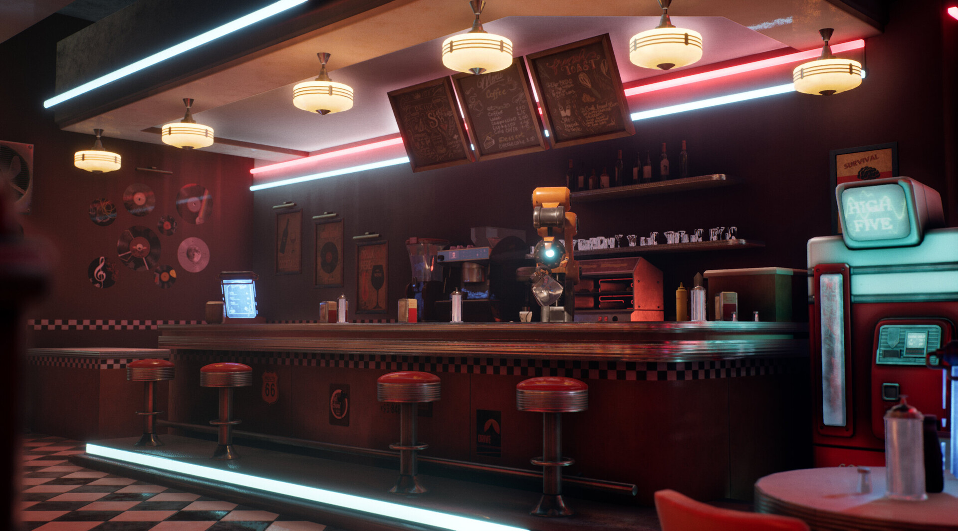 ArtStation - Diner // Lighting Study