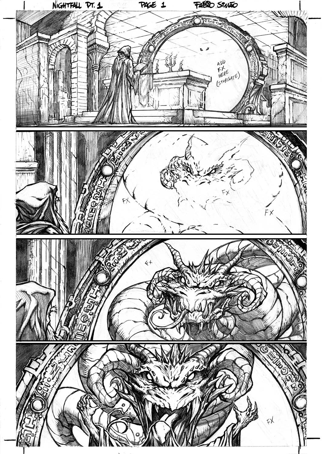 ArtStation - Nightfall part 1 - pencils - Cover + pages 1 to 6