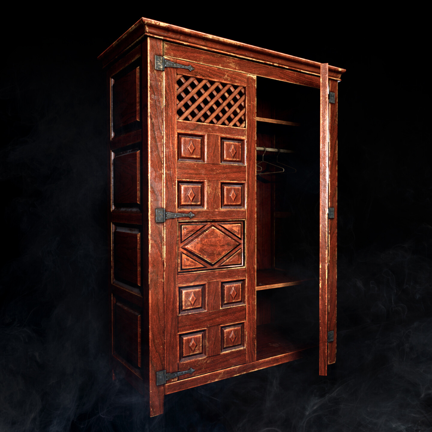 ArtStation - Old Wooden Wardrobe Prop