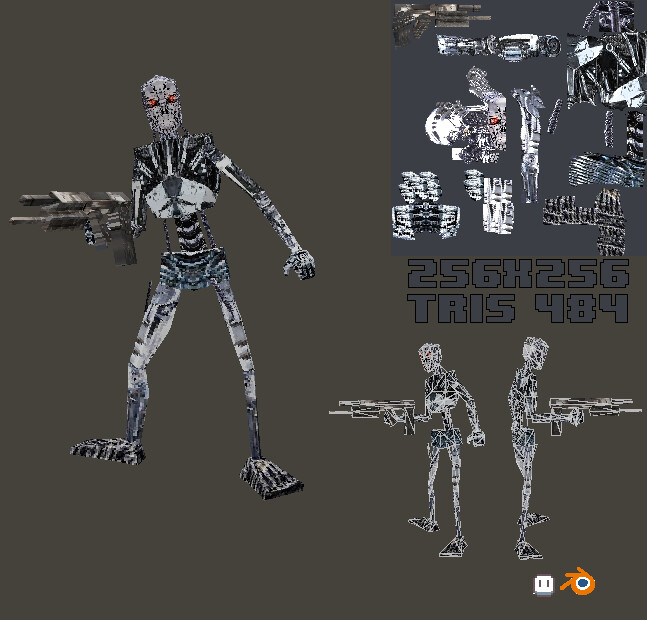 ArtStation - PS1 Style Terminator Endo Skeleton