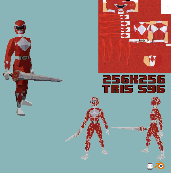 ArtStation - PS1 Style Red Power Ranger