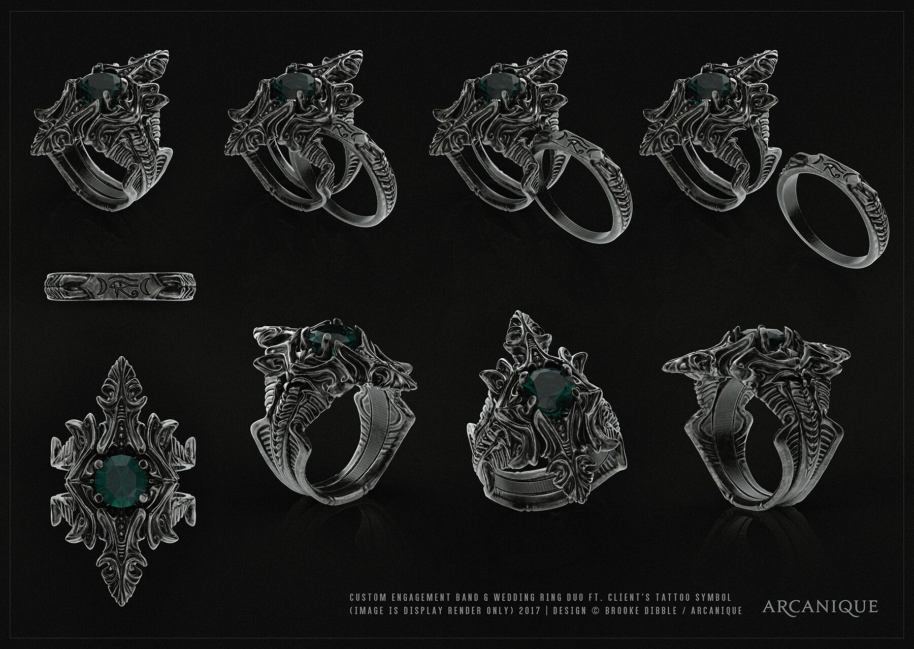 ArtStation - ARCANIQUE jewellery - custom wedding ring and engagement band