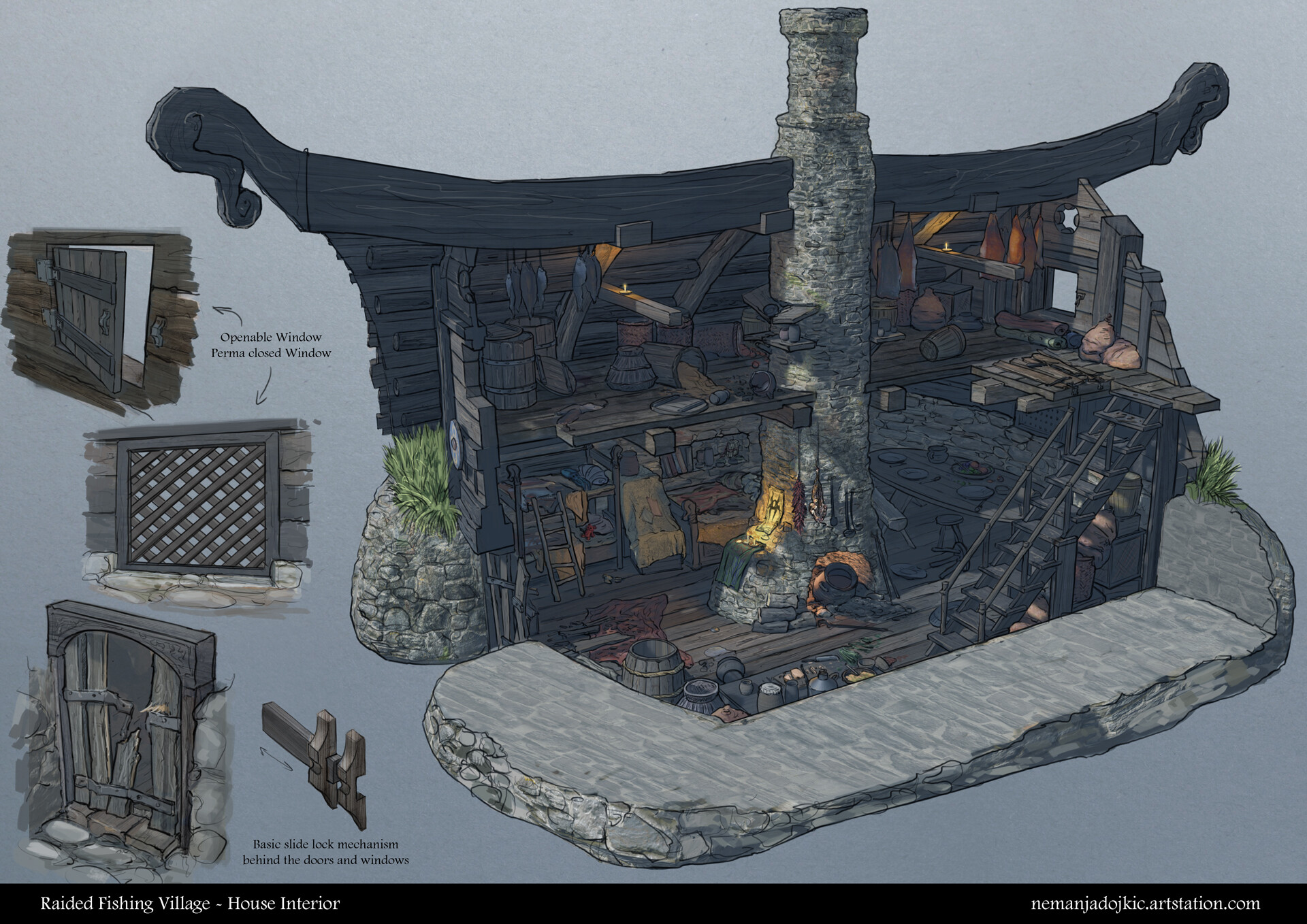 ArtStation - Raided Fishing Village - House