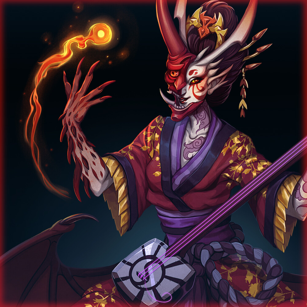 ArtStation - Japanese Demon Bard Character Design