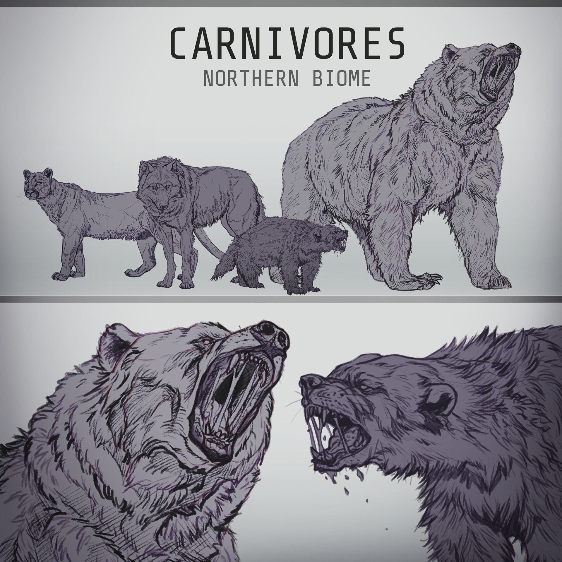 ArtStation - Northern Biome Carnivores - Hobby project