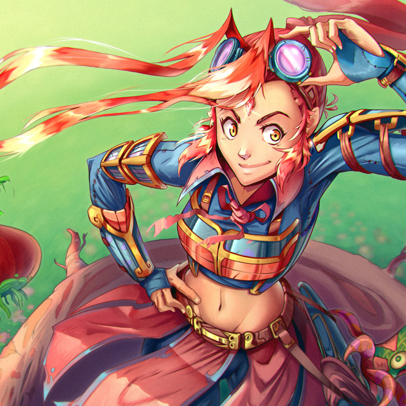 ArtStation - Amber OC splash art and pixel art