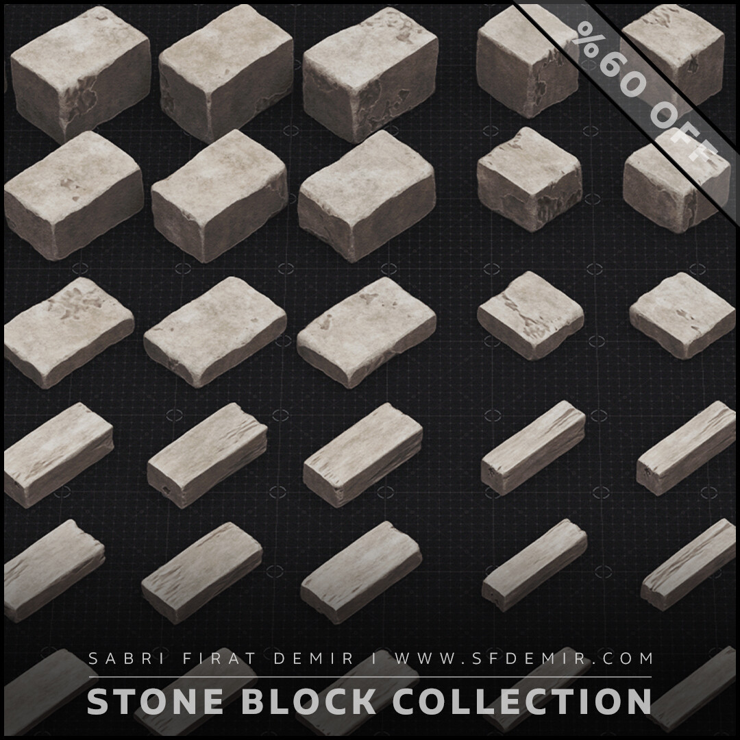 ArtStation - Stone Block Collection / Low Poly / 3D Model / PBR Texture