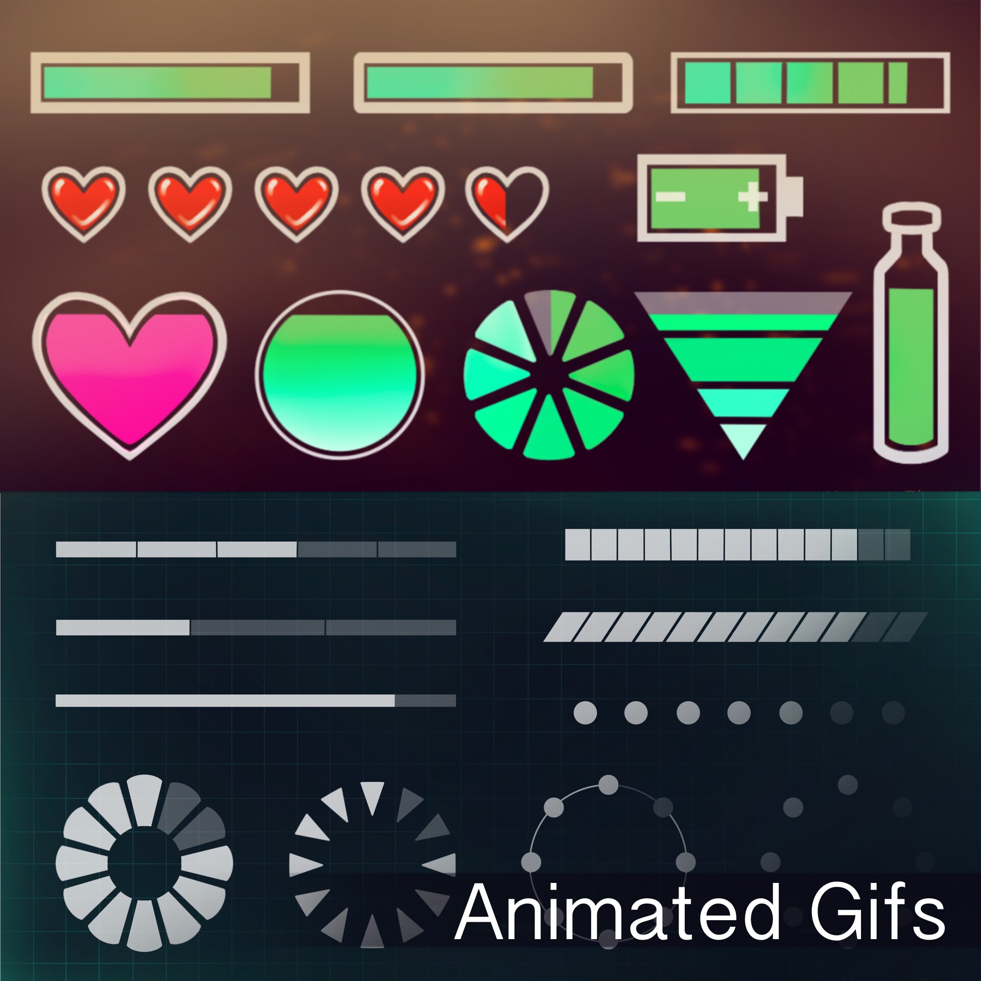ArtStation - Hp Bars, Health Icons GIFS