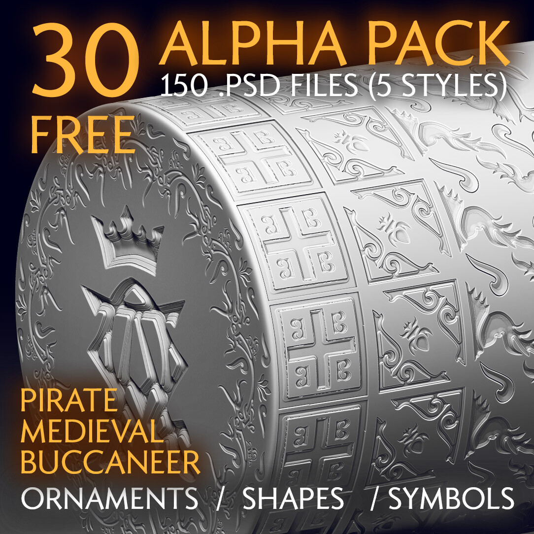 ArtStation - (FREE) Alpha Pack - VOL.1 Ornaments & Shapes - Pirate ...