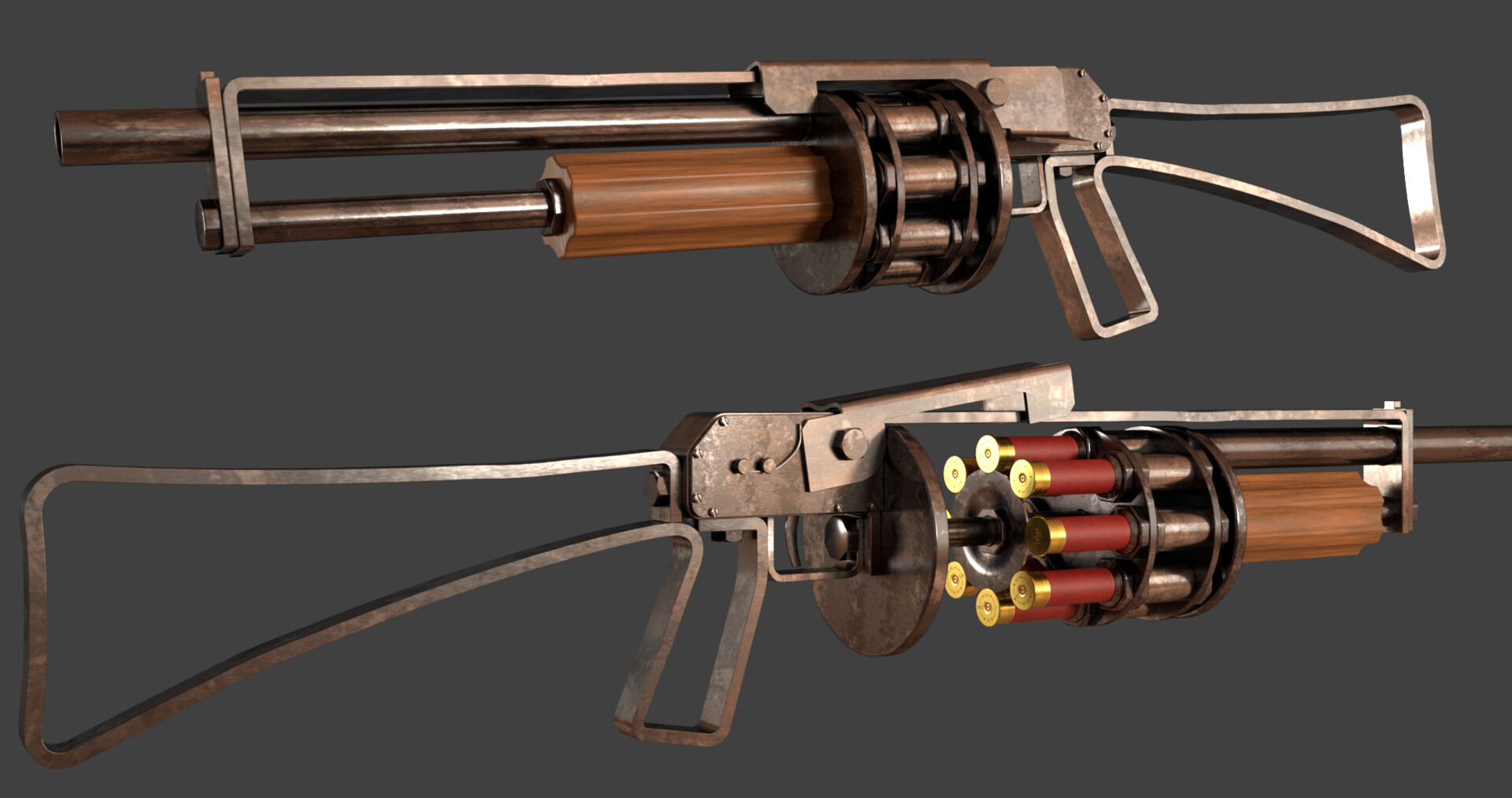 ArtStation - Hand cranked scrap revolving shotgun
