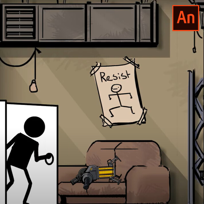 ArtStation - Doors 5 stick figure collaborative animation project; my part