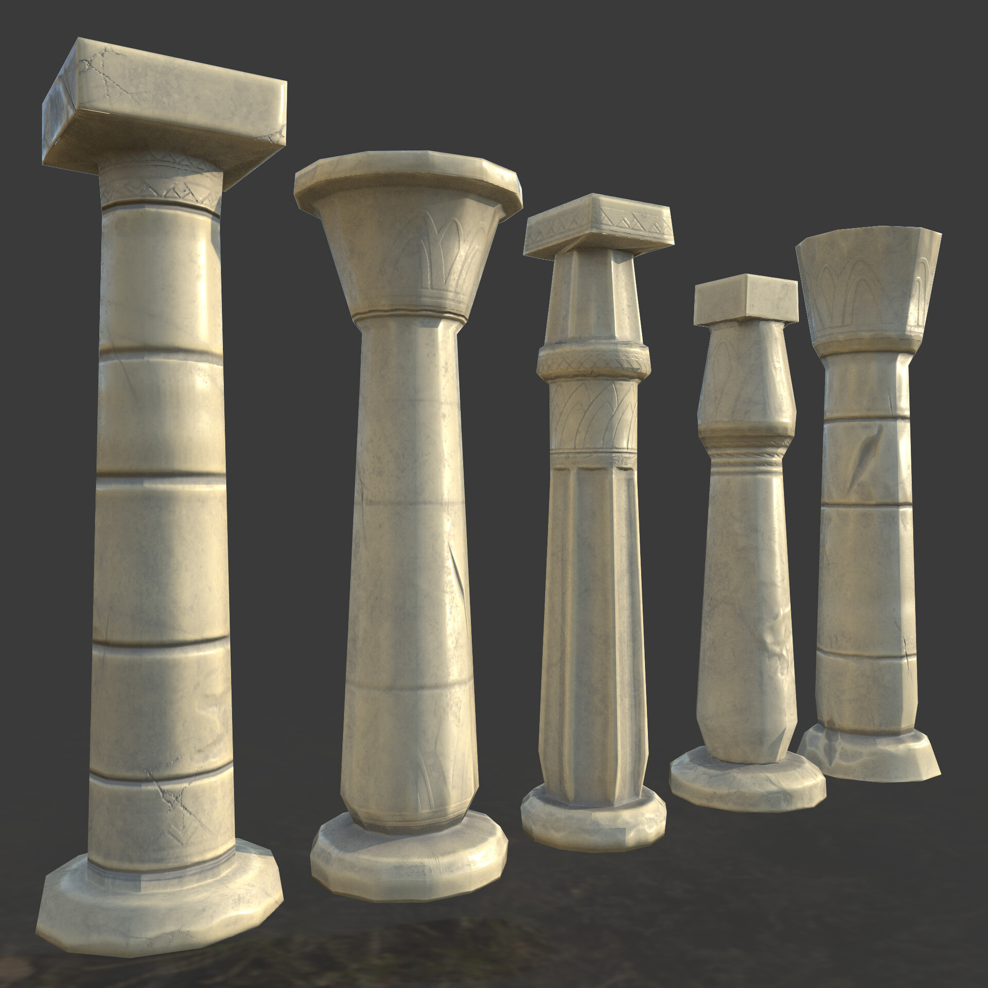 ArtStation - 3D pharaonic columns Of KARNAK _lowpoly _ stylized