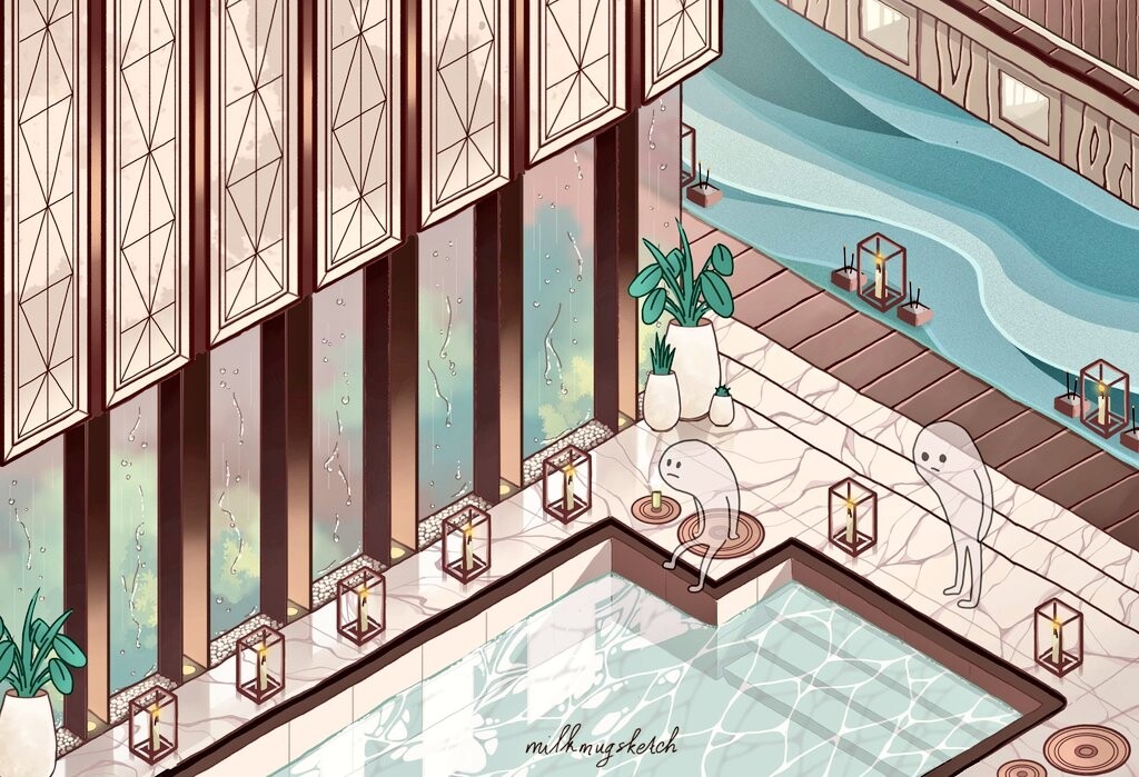 ArtStation - Two Ghosts in The Lobby Pool