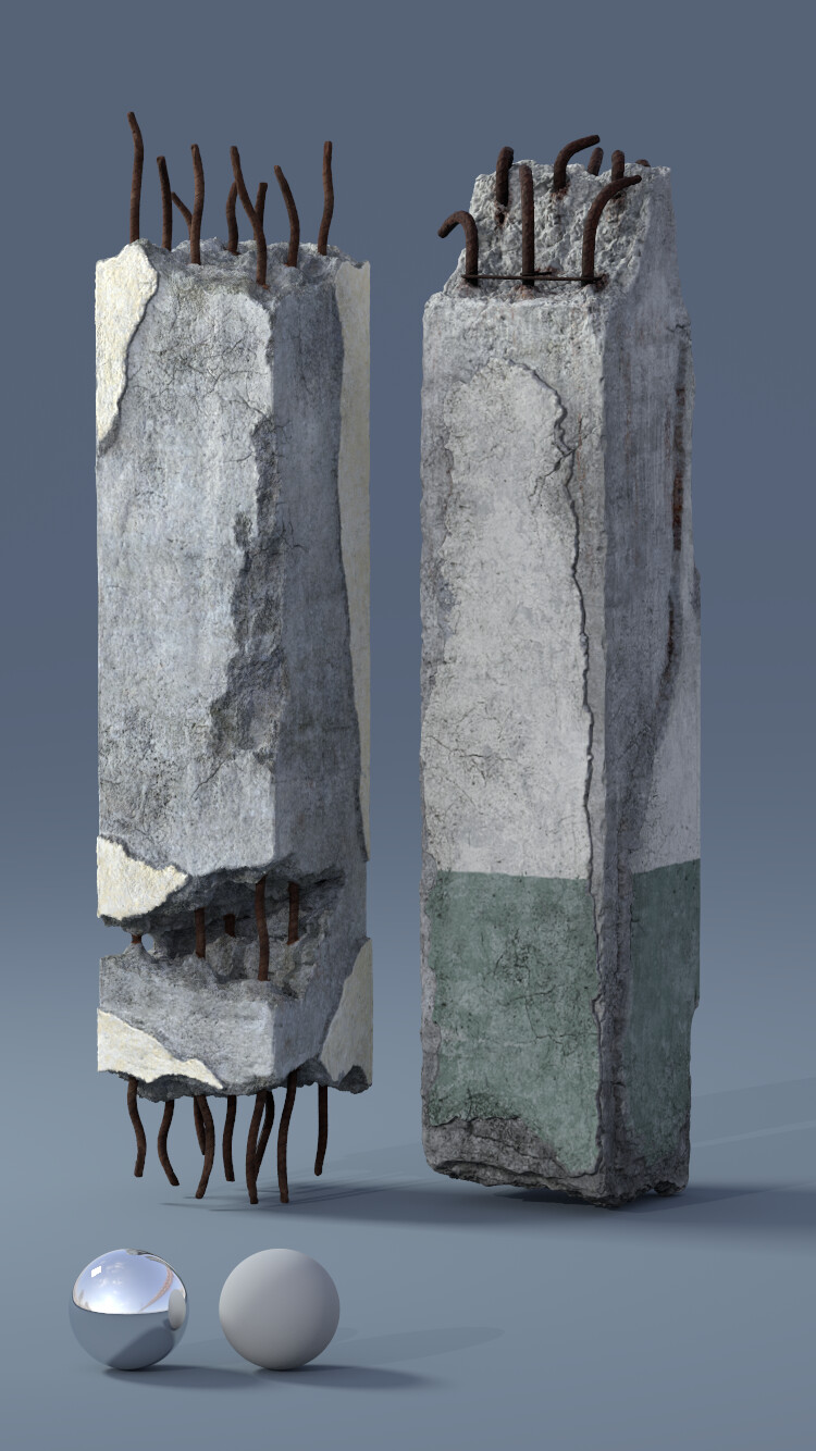 ArtStation - DESTROYED CONCRETE COLUMNS - ENVIRONMENT ASSETS