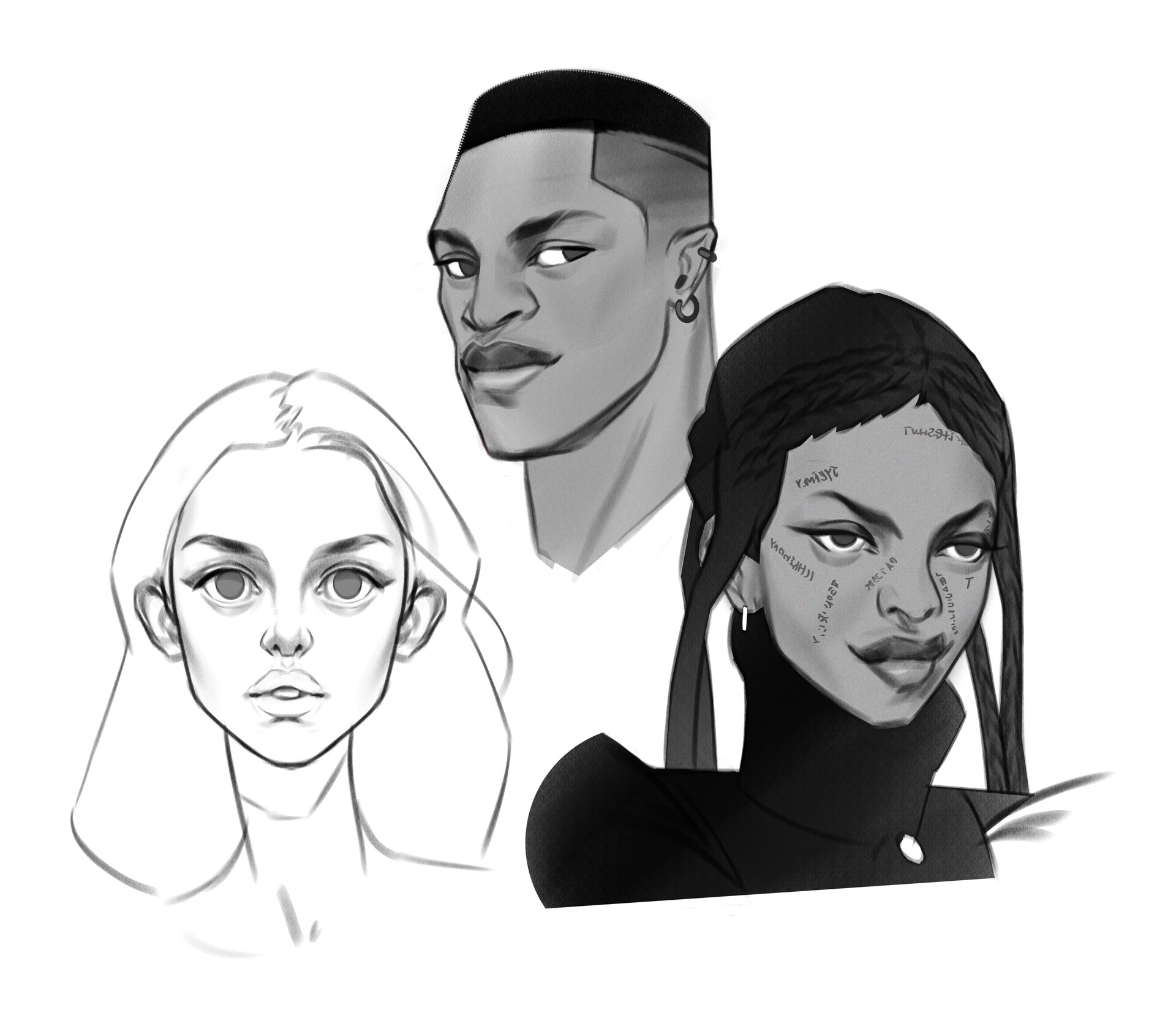 Adrian Dono - Headshots sketches