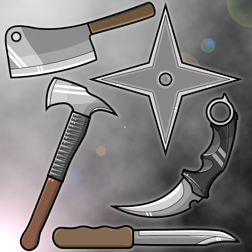 ArtStation - Throwing weapons asset sheet 2D