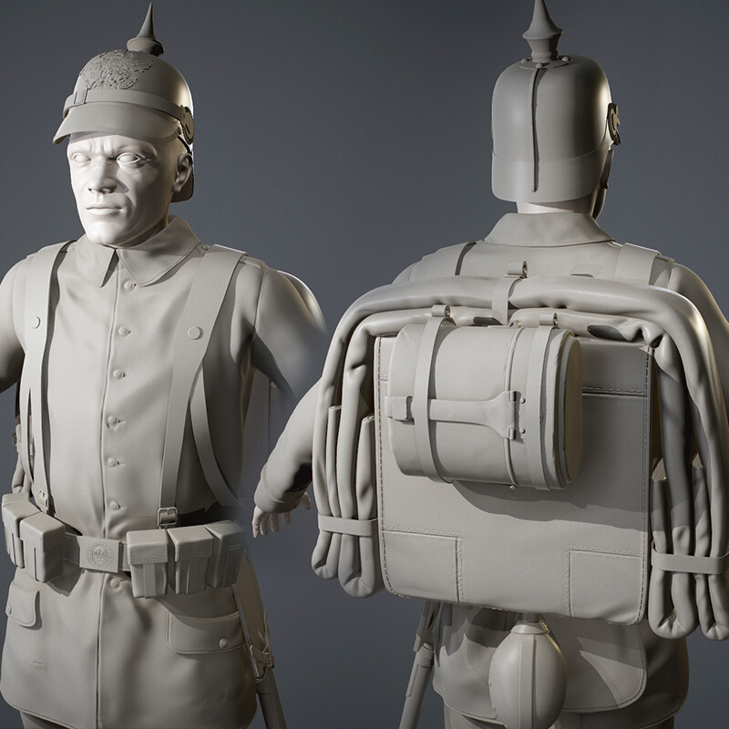 ArtStation - German WW1 soldier highpoly 3D model