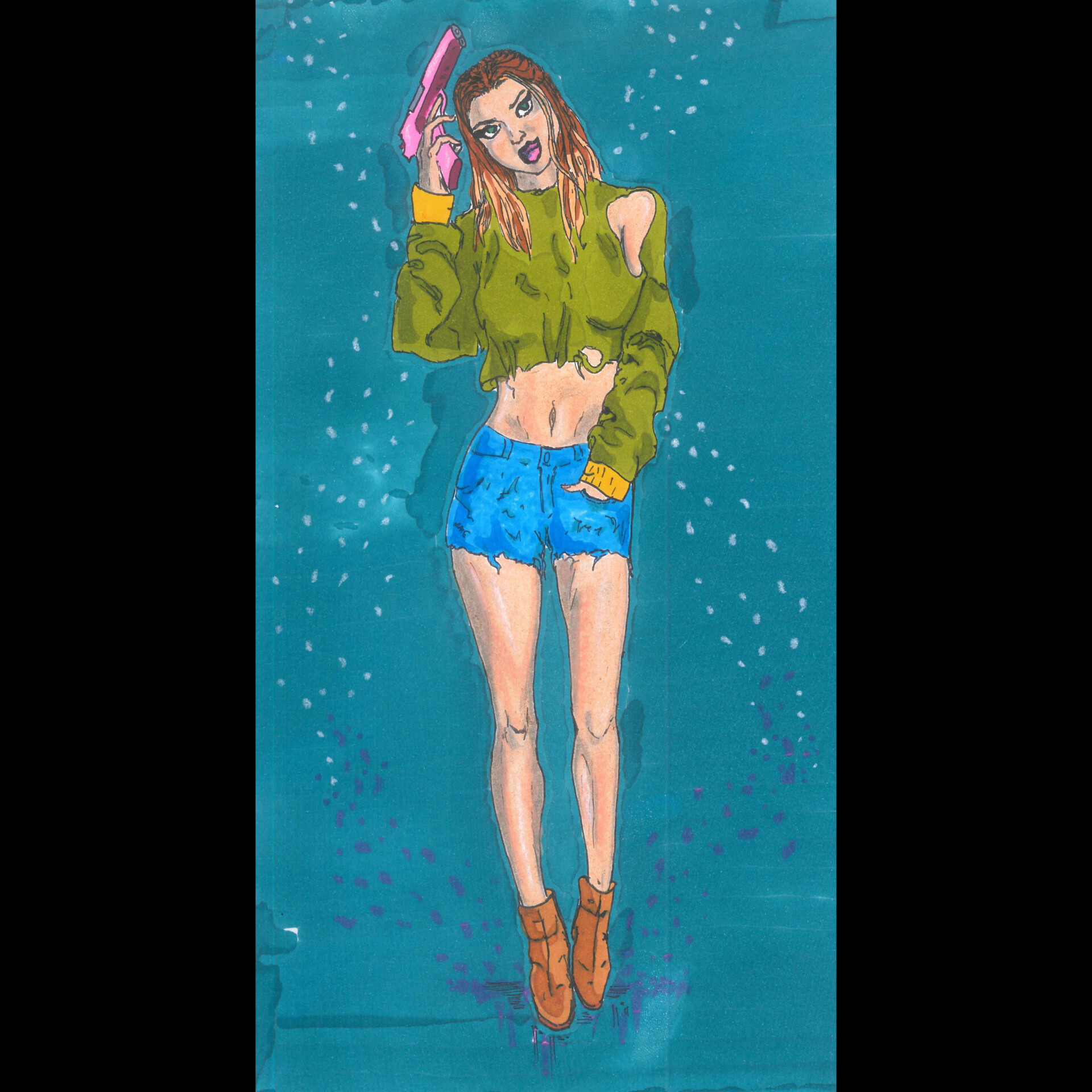 ArtStation - Girl with Gun (comic style bauty)