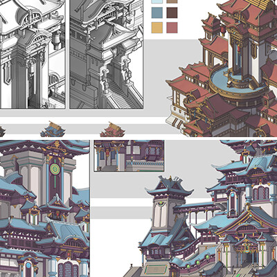 ArtStation - Ancient building line design