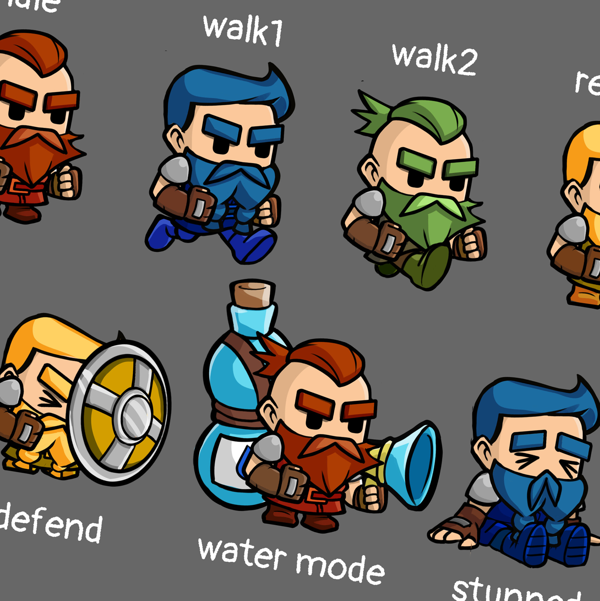 ArtStation - Character Sprites for Heavy Metal Bites (GlobalGameJam)