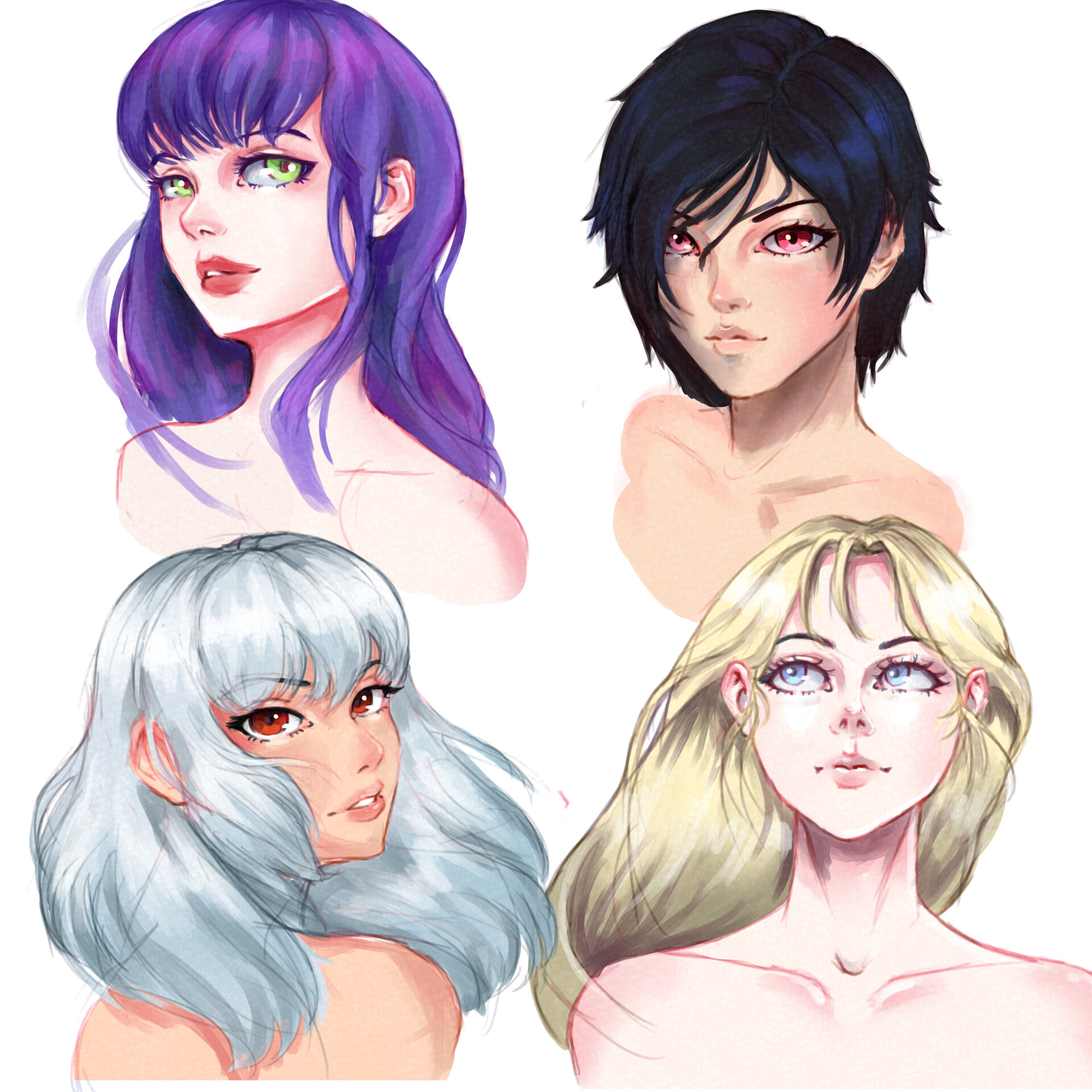 ArtStation - Anime Faces Practice