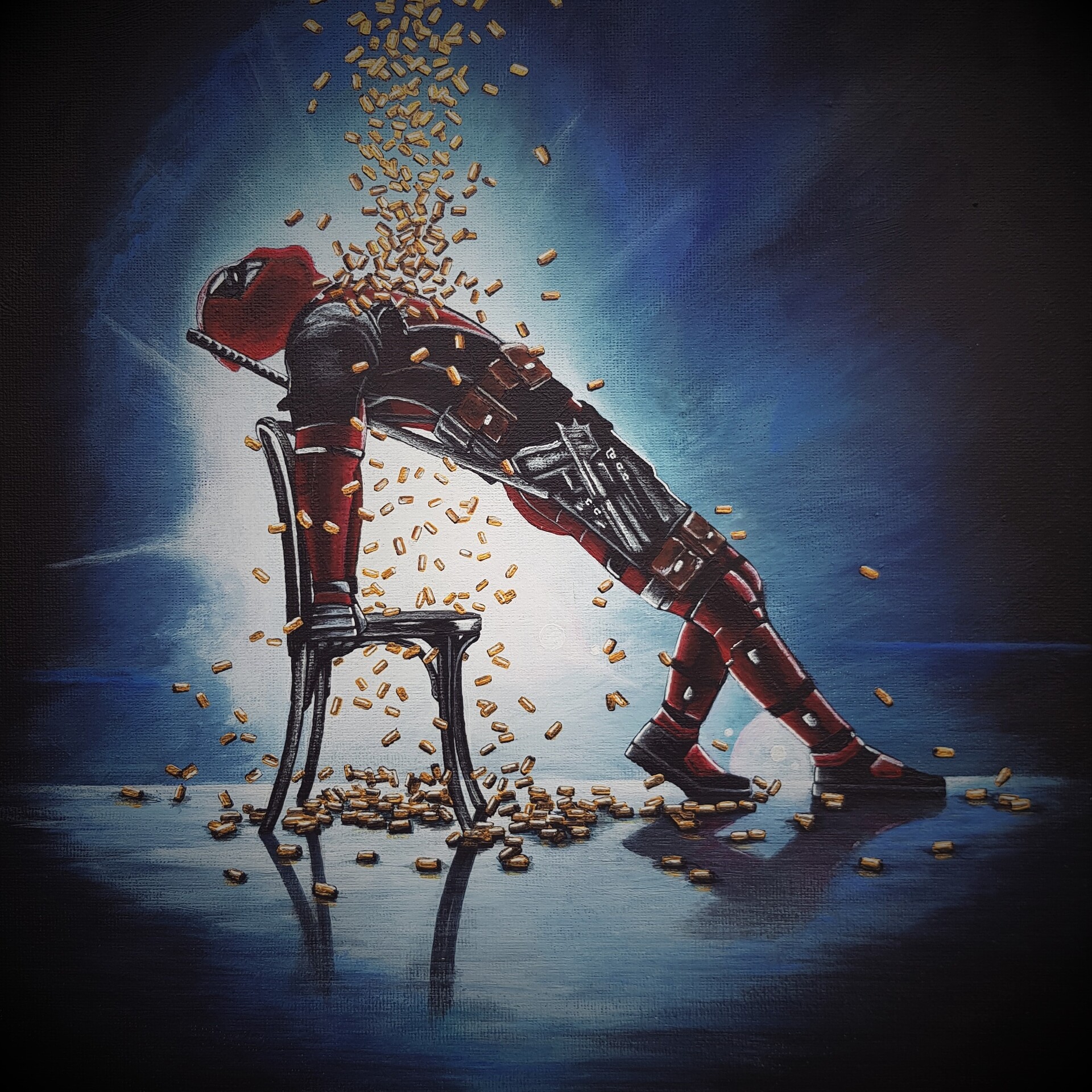 ArtStation - Deadpool Bullet Shower (Acrylic Painting)
