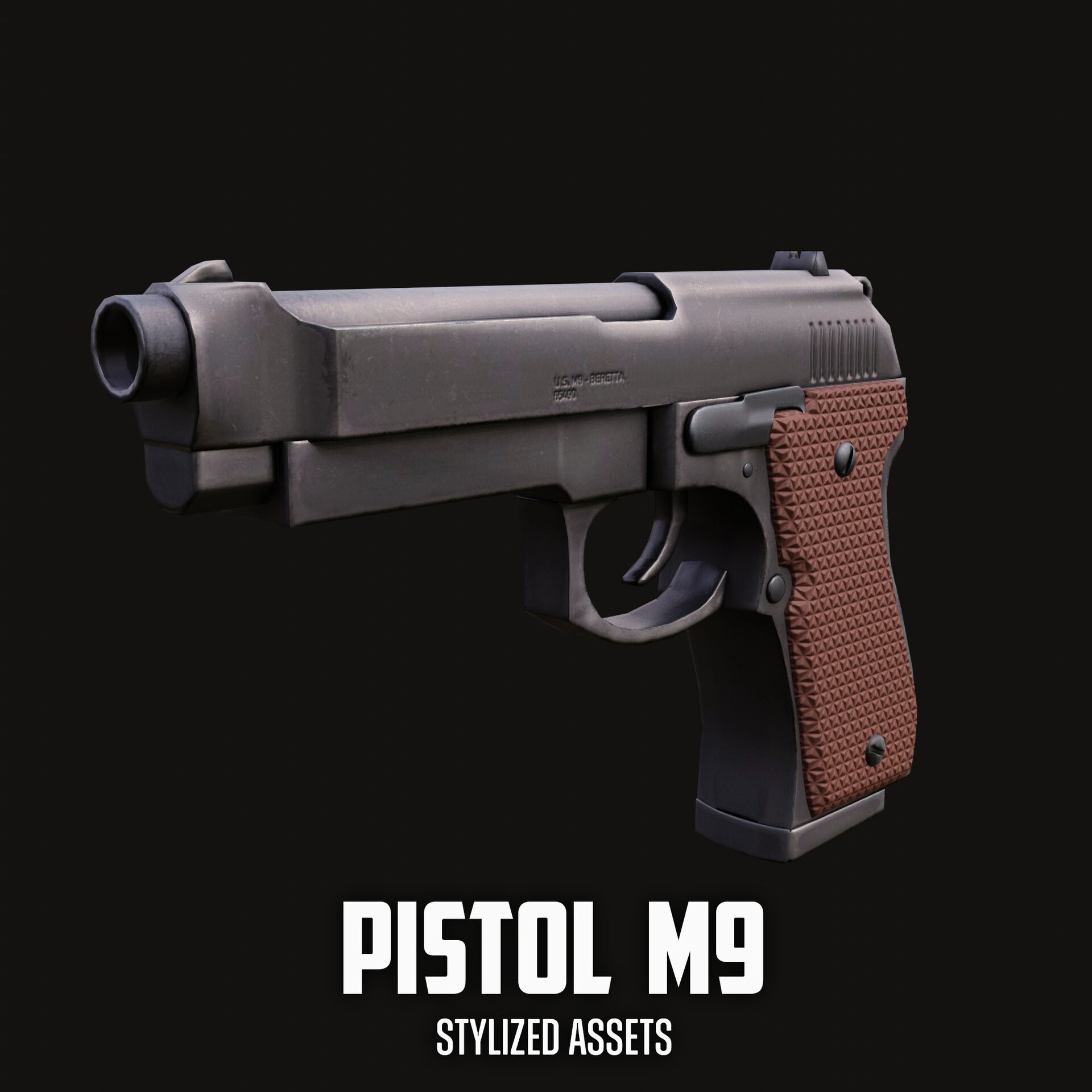 ArtStation - Stylized Pistol M9