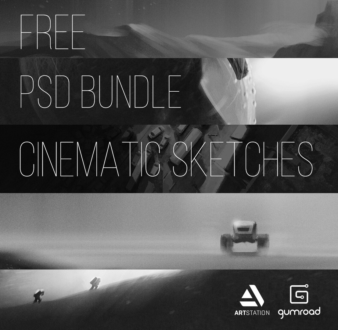 ArtStation - CINEMATIC SKECHES - FREE PSD (BUNDLE)