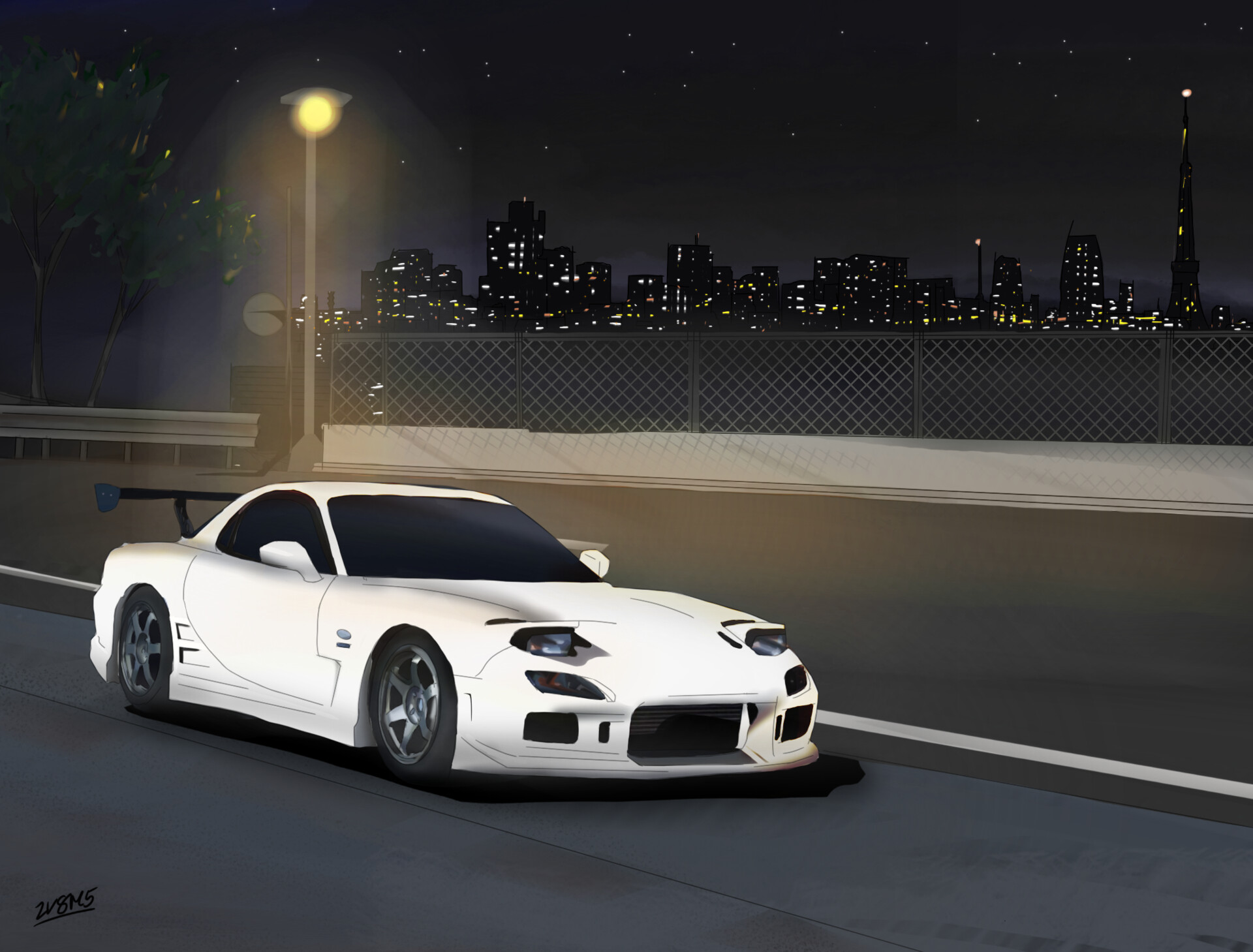ArtStation - Mazda RX-7 illustration